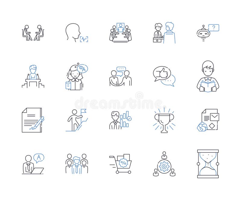 Work Promotion Line Icons Collection. Advancement, Seniority, Promotion ...