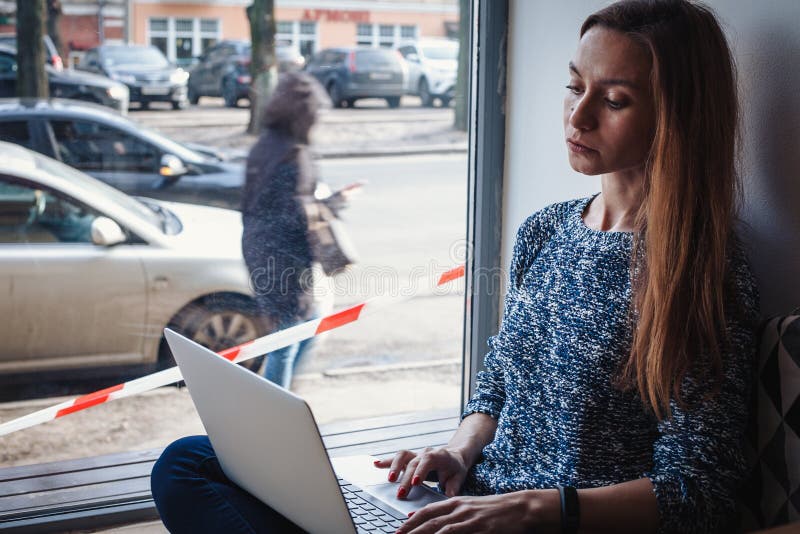 Work on quarantine stock photo. Image of businesswoman - 179263610