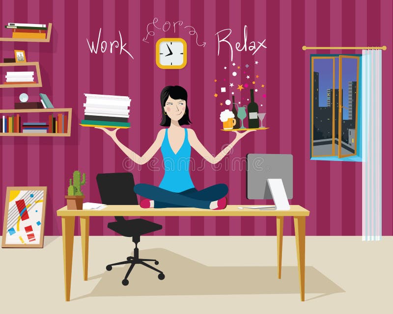 Work or Relax stock vector. Illustration of woman, desk - 77325164