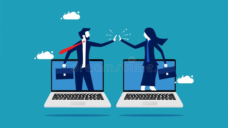 Online Teamwork High Five Stock Illustrations – 40 Online Teamwork High ...