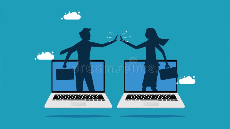 Online Teamwork High Five Stock Illustrations – 40 Online Teamwork High ...