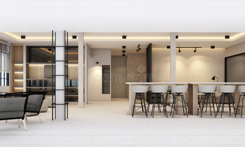 Work and Rest Areas with Bookcase and Conference Table Stock ...