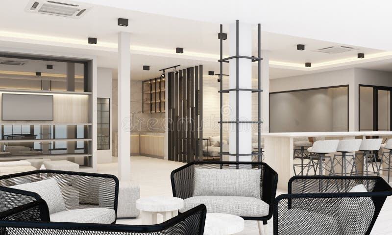 Work and Rest Areas with Bookcase and Conference Table Stock ...