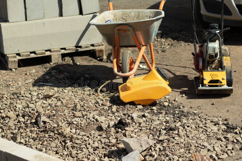 Work on the Road. Municipal Services are Reparing or Paving Road Stock ...