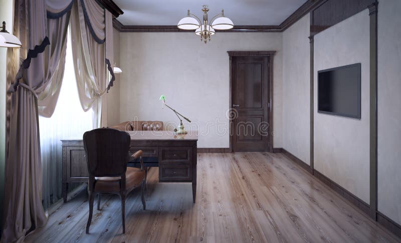 Work Room with Oak Furniture Stock Photo - Image of brown, pate: 64533264