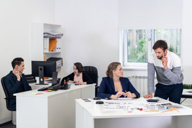 Daily Work Routine in a Shared Office Stock Image - Image of networking ...
