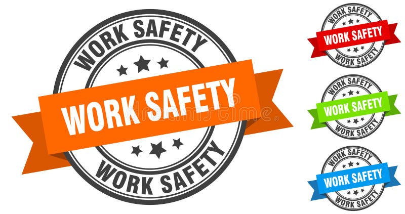 Work Safety Stamp. Round Band Sign Set. Label Stock Vector ...