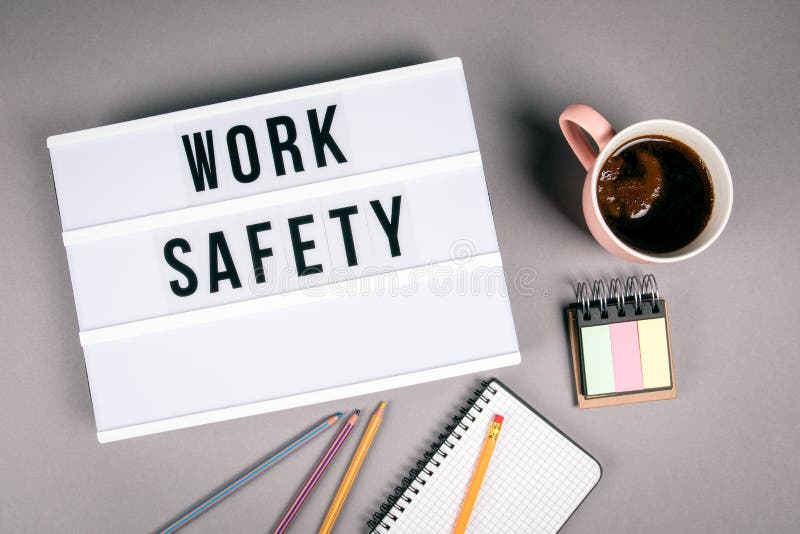 Work Safety and Safety Procedures. Binders on Desk in the Office Stock ...
