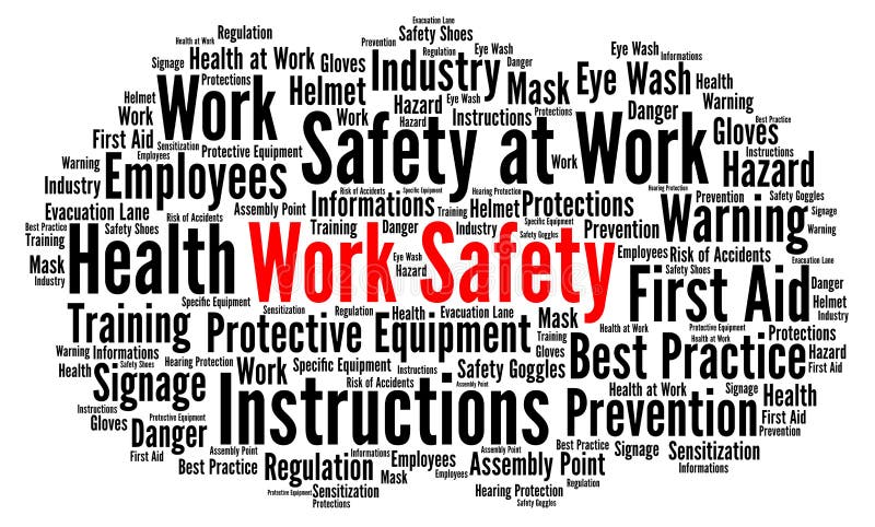 Work safety word cloud stock illustration. Illustration of danger ...