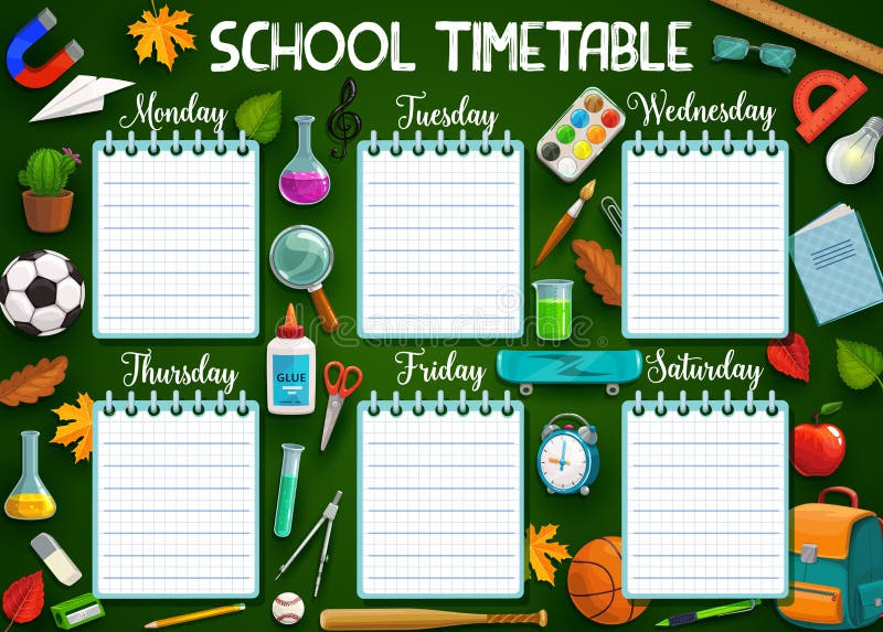 Work Schedule on Whole Week, School Stationery Stock Vector ...