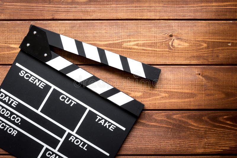 Work Screenwriter on Wooden Background Top View Stock Photo - Image of ...