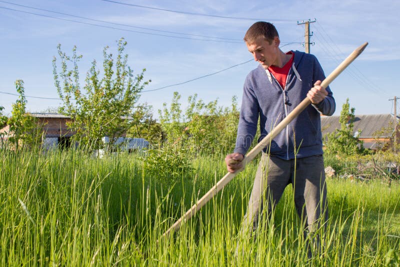 Work scythe stock image. Image of meadow, cultures, person - 56637971