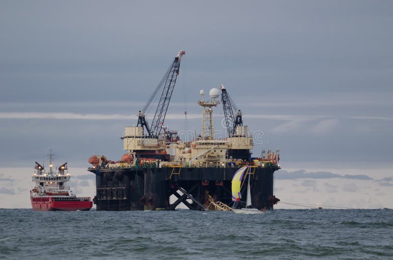 PIPE LAYER PLATFORM and OFFSHORE SHIP Stock Photo - Image of poland ...