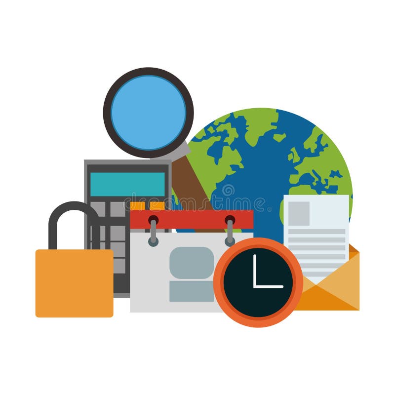 Work and office elements stock vector. Illustration of isolated - 136717337