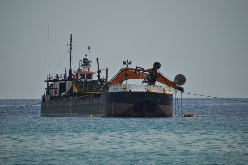 Work Ship in Operation Nearby Barcelona, Spain Editorial Stock Image ...