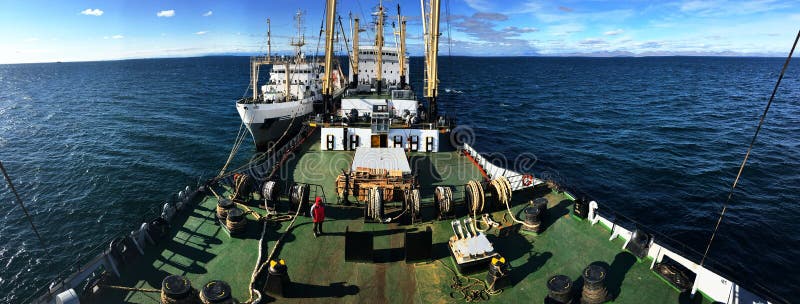 Work Ship To Ship in the Ocean Stock Image - Image of boat, transport ...