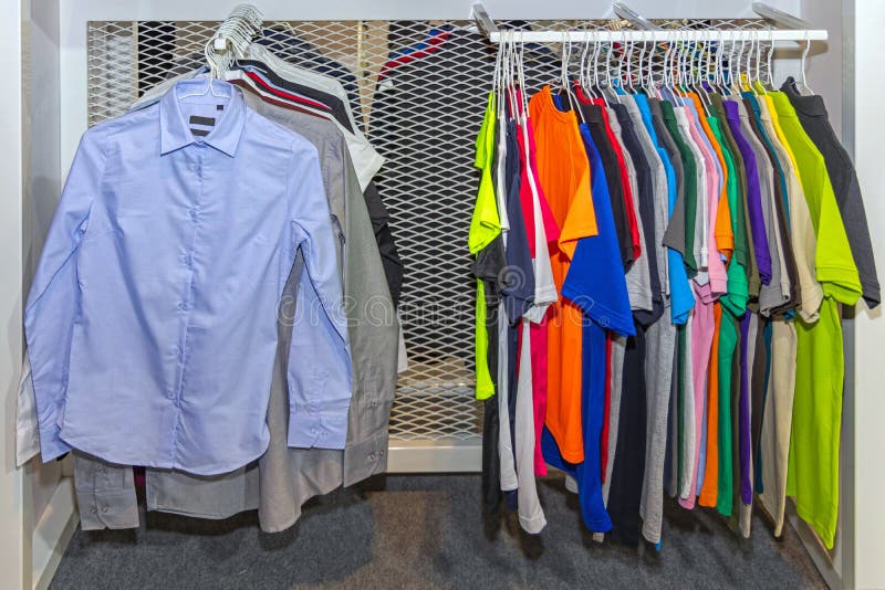 Work Shirts Hangers stock image. Image of europe, shelf - 260889763