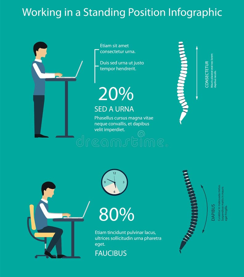 Work Sitting and Standing Infographic Stock Vector - Illustration of ...