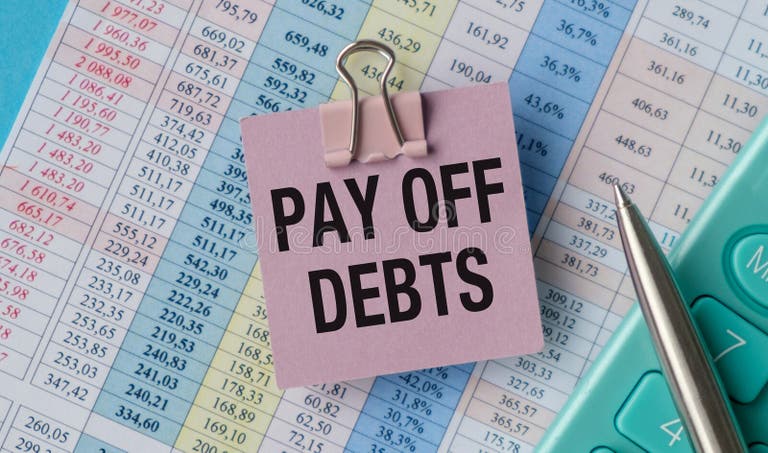 Work Smarter Text Pay Off Debts on White Sheet with Pen, Keyboard and ...