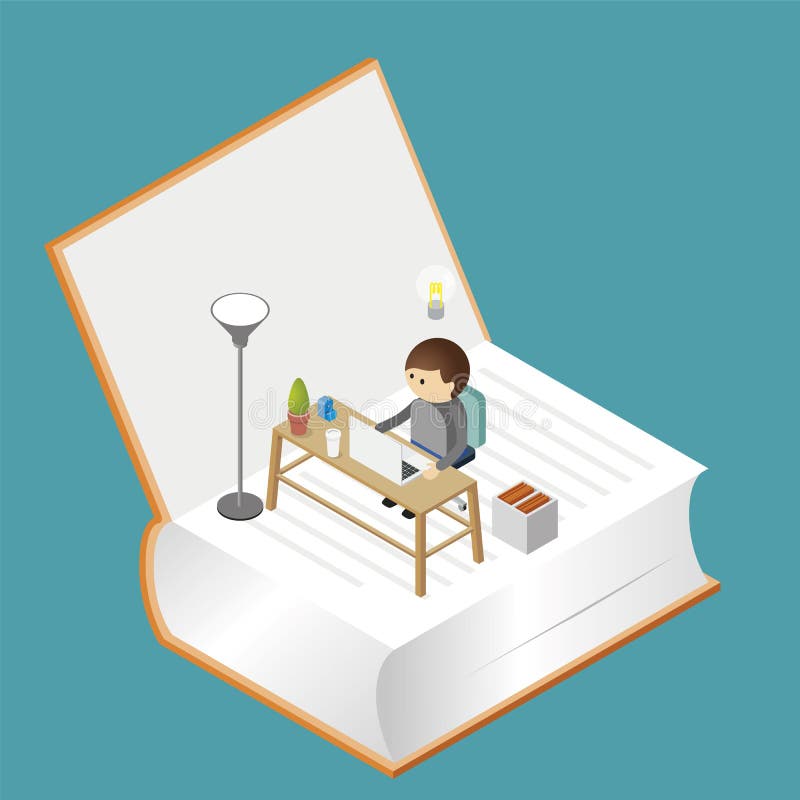 Work Space on the book stock vector. Illustration of drink - 82022845