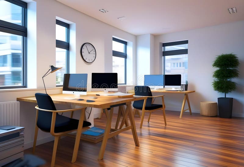 Work Space Comfortable, Modern Workplace Stock Illustration ...