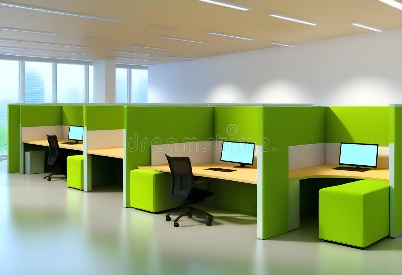 Work Space Comfortable, Modern Workplace Stock Illustration ...