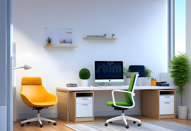 Work Space Comfortable, Modern Workplace Stock Illustration ...