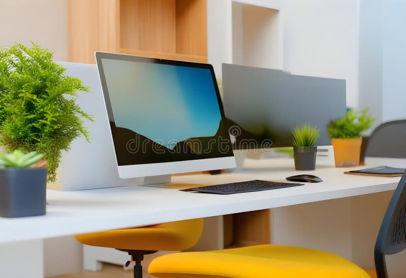 Work Space Comfortable, Modern Workplace Stock Illustration ...