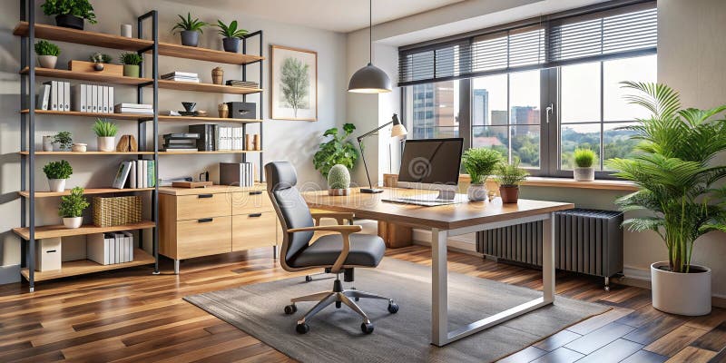 Work Space Comfortable, Modern Workplace Stock Illustration ...