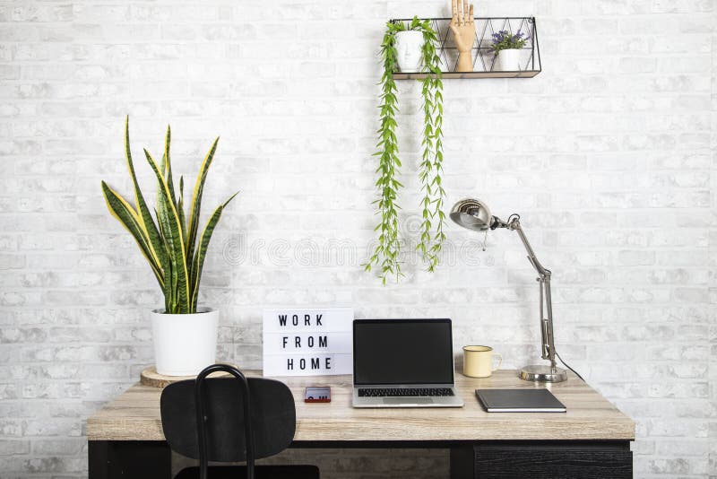 Work Space at Home. Home Office and Telecommuting Concept Stock Photo ...