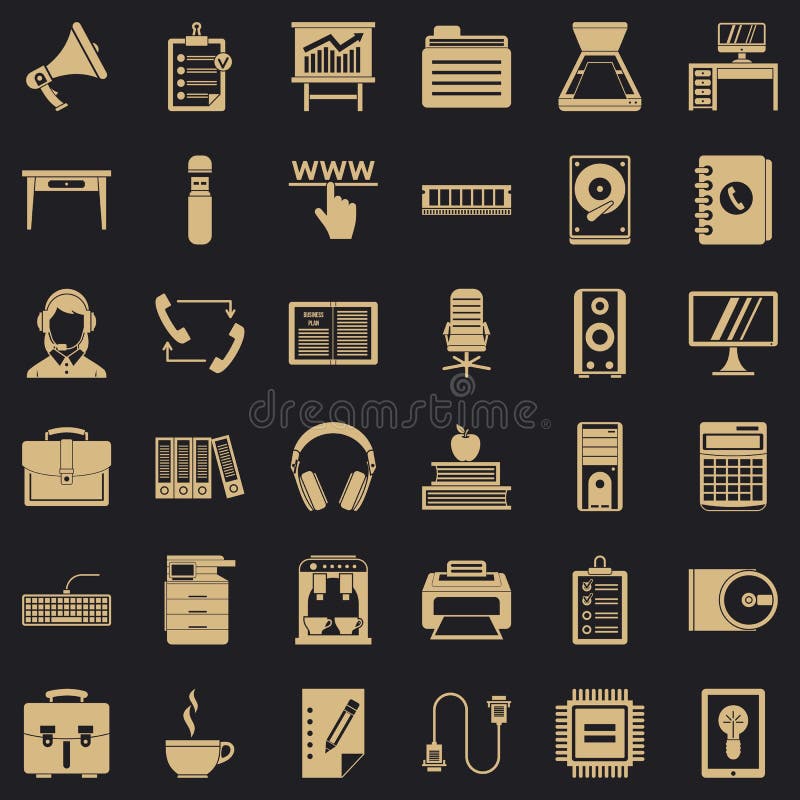 Work Space Icons Set, Simple Style Stock Vector - Illustration of ...