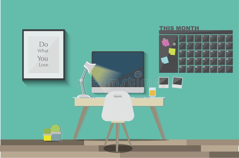 Work space stock vector. Illustration of desk, lighting - 57979662