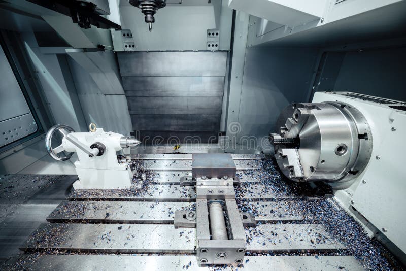 Work Space of Modern CNC Milling Machine. Stock Image - Image of iron ...