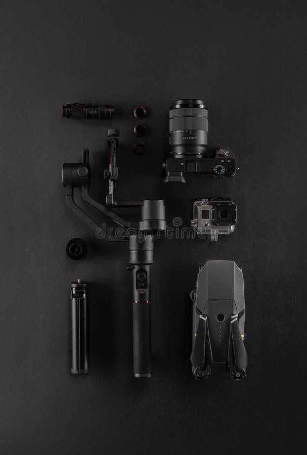 Work Space Videographer with Laptop, Digital Camera, Memory Card ...