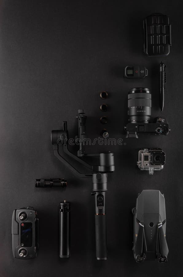 Work Space Videographer with Laptop, Digital Camera, Memory Card ...