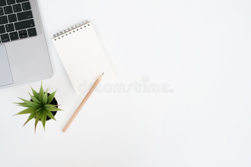 Work Space with White Office Table Desk Background Stock Photo - Image ...