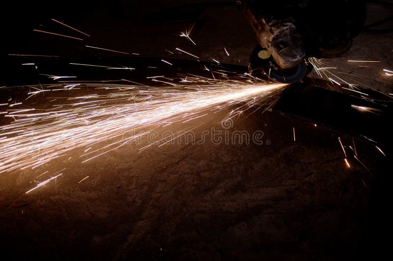 Work when the Spark Grinding Machine Stock Photo - Image of dazzling ...