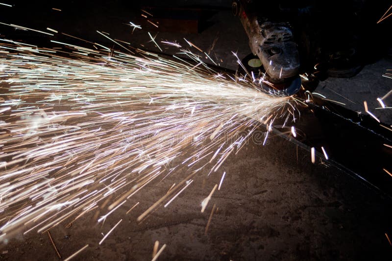 Work when the Spark Grinding Machine Stock Image - Image of splash ...