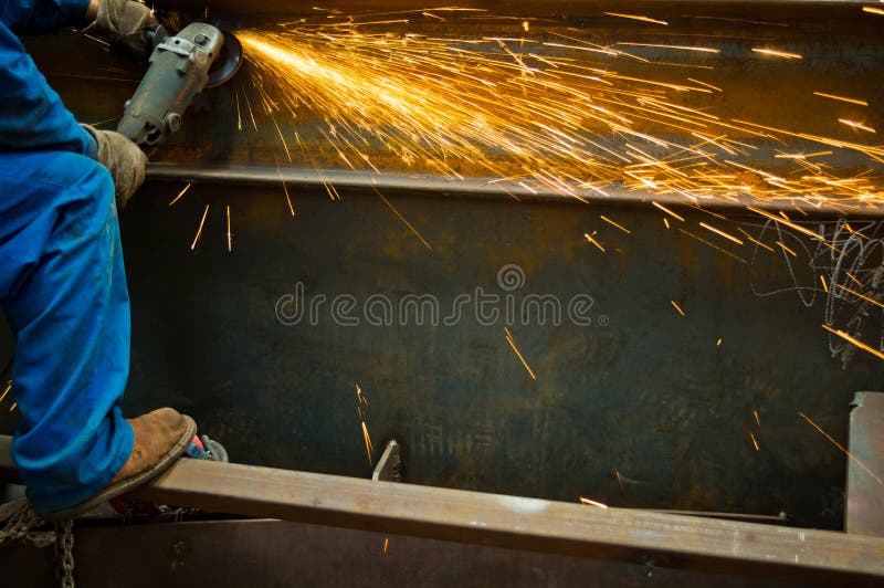 Work when the Spark Grinding Machine Stock Image - Image of splash ...