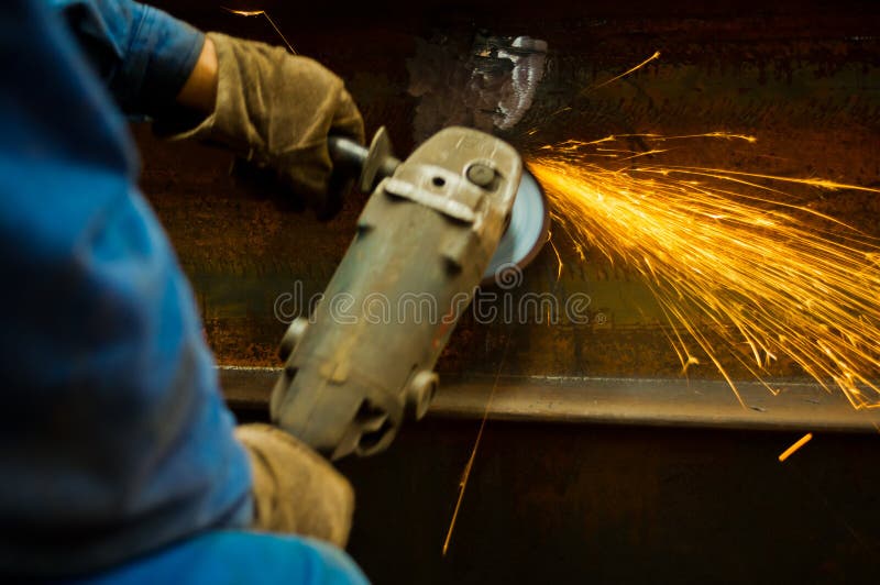 WorkÂ when TheÂ sparkÂ grinding Machine Stock Photo - Image of ...