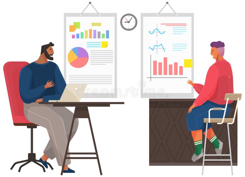 Work with Statistics, Data Analysis. Business Partners, Office Workers ...