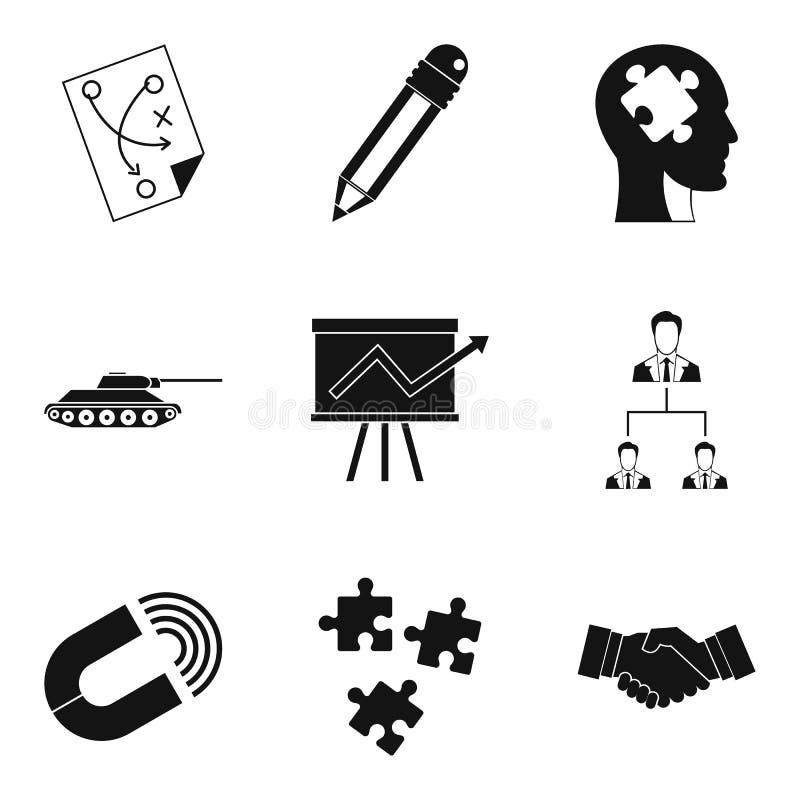 Work Strategy Icons Set, Simple Style Stock Vector - Illustration of ...