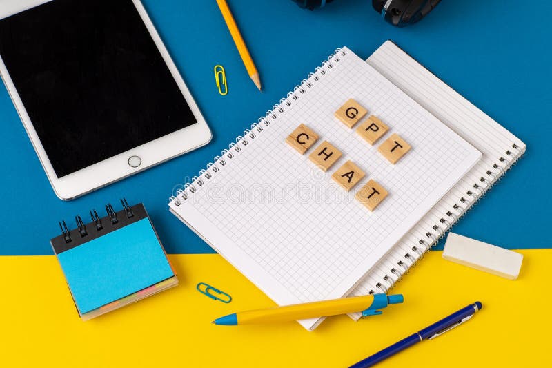 Work and Study with the Help of a Chat Bot. Words in Wooden Letters ...