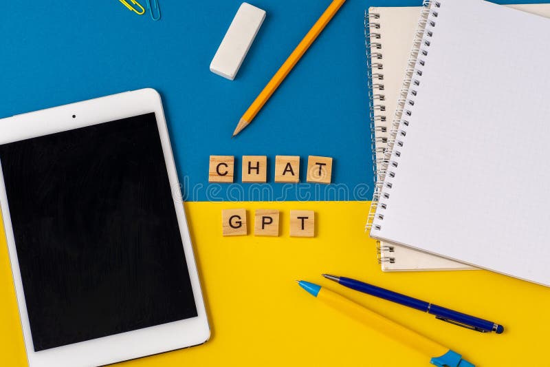 Work and Study with the Help of a Chat Bot. Words in Wooden Letters ...