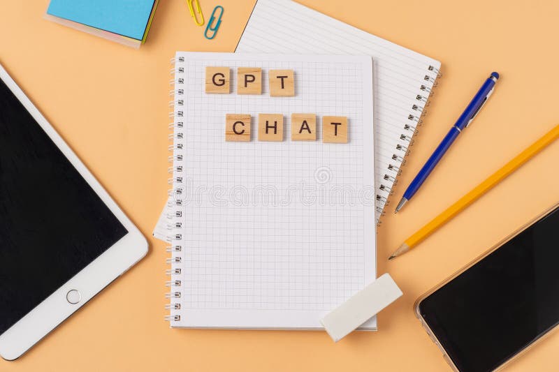 Work and Study with the Help of a Chat Bot. Words in Wooden Letters ...