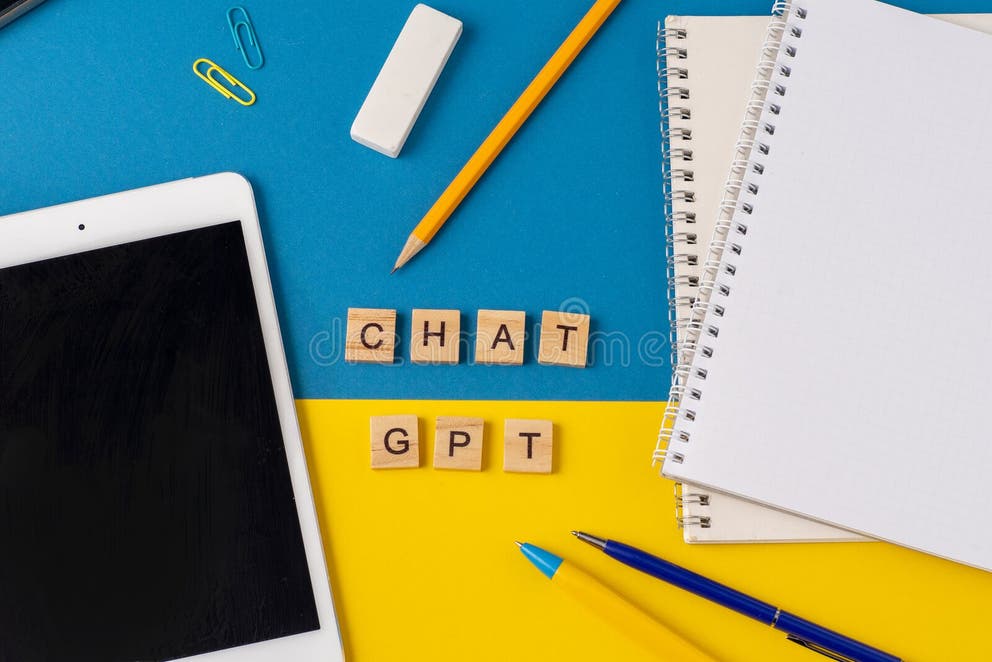 Work and Study with the Help of a Chat Bot. Words in Wooden Letters ...