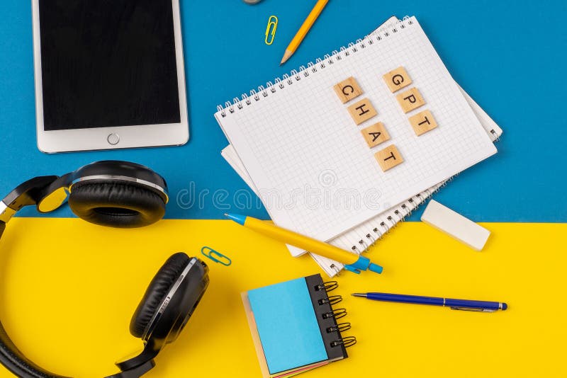 Work and Study with the Help of a Chat Bot. Words in Wooden Letters ...