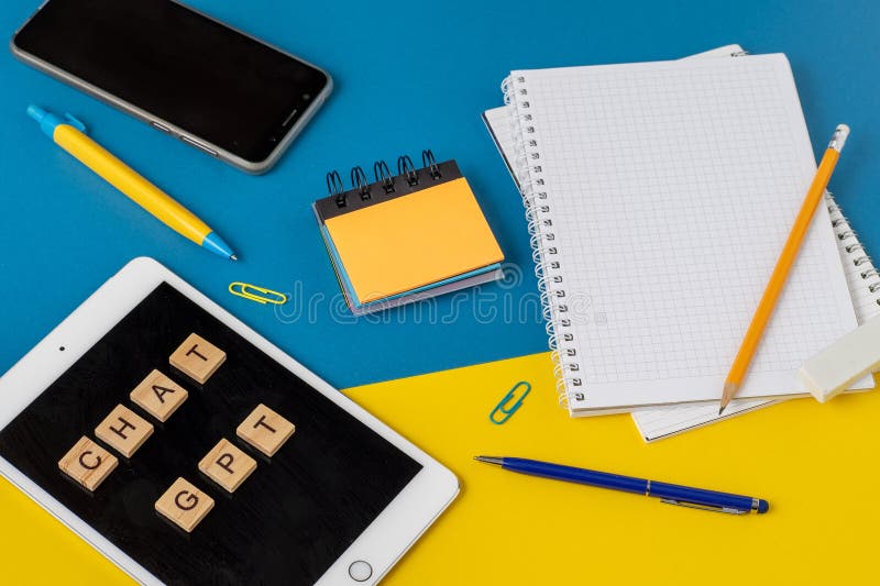 Work and Study with the Help of a Chat Bot. Words in Wooden Letters ...