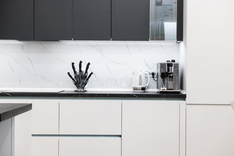 Work Surface in the Kitchen with Coffee Maker Stock Photo - Image of ...