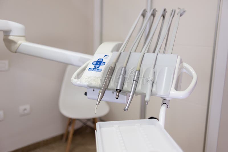 Work Table with Dental Tools in a Dentist S Office Stock Image - Image ...